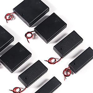 DORHEA 8PCS AA Battery Holder with Cover AA Battery Holder Case with ON/Off Switch 1.5V, 1/2/3/4 x 1.5V Series DIY Battery Storage Boxes, 1/2/3/4/5 Slots Black Plastic Batteries Case for AA Battery