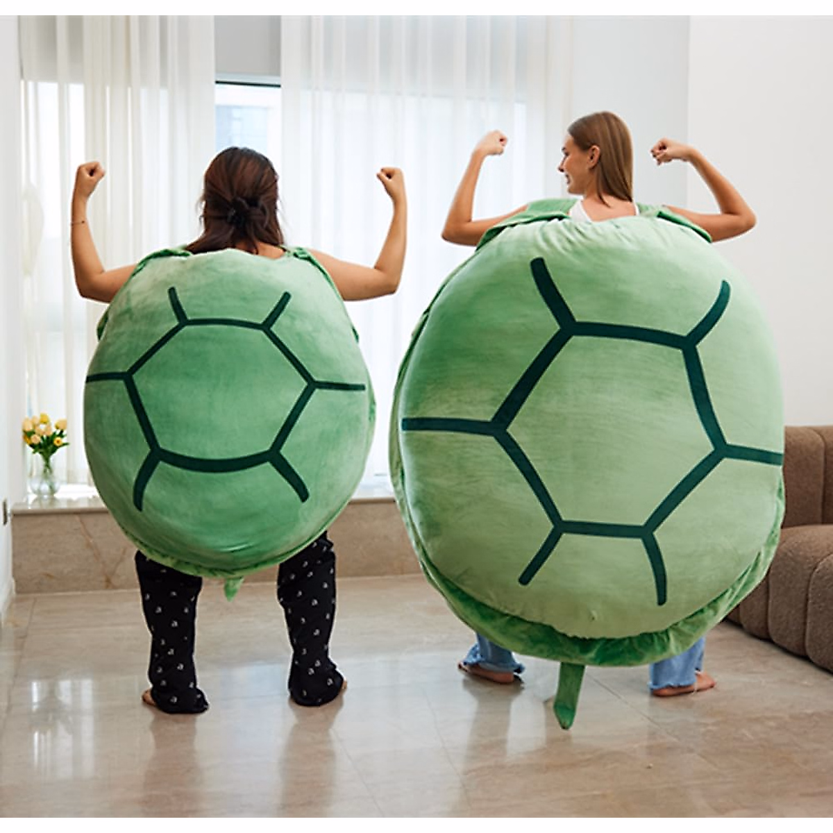 MUVLUS Wearable Turtle Shell Pillows,Removable Turtle Plush Pillow Stuffed Animal Turtle Plush Toy Funny Dress Up,Gifts for Boys and Girls, 40in, Green