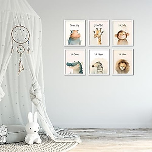 BigWig Prints Safari Nursery Decor - Baby Animal Wall Art, Jungle Nursery Posters, Safari Room Decorations for Boys, Inspirational Animal Art for Baby Rooms - Unframed Set of 6 (8x10)