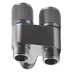 G1/2 Double Control Angle Valve 1 In 2 Out Alloy Faucet for Bathroom Toilet Bidet Sprayer Kitchen Sink Water Heater Shower Head(Gray)