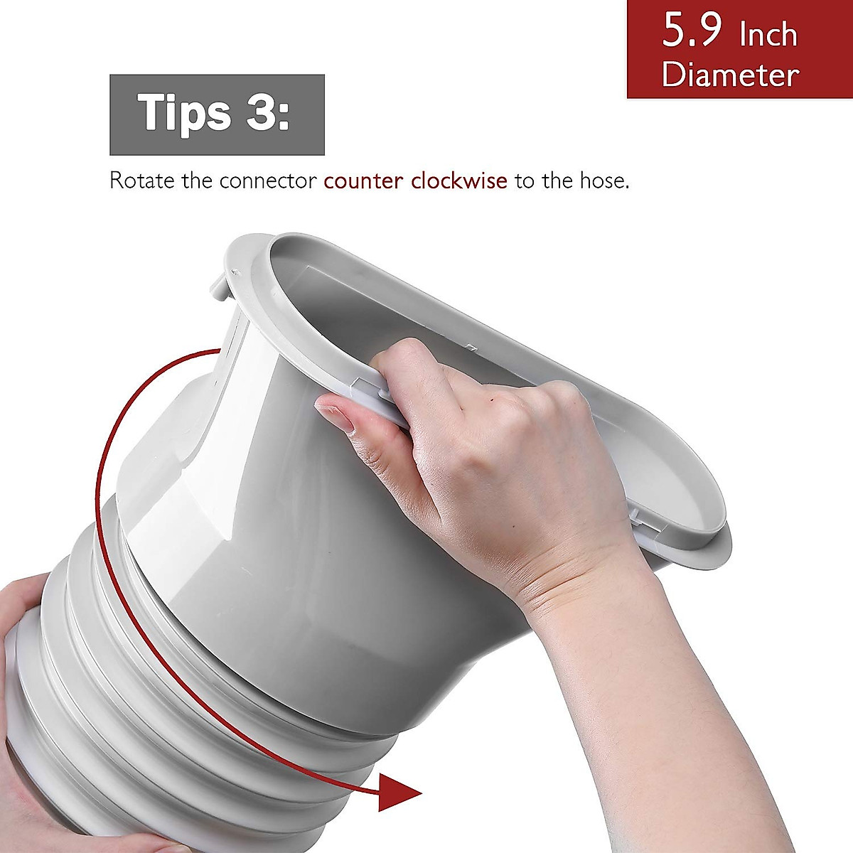 TURBRO 5.9 Inch Portable Air Conditioner Universal Exhaust Hose Anti-Clockwise Thread with Window Vent Kit