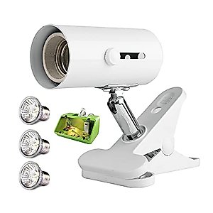 FIVEAGE Reptile Heat Lamp Fixture Turtle Aquarium Lamp Tortoise Light Heating Lamps Holder with 3 UVA UVB Turtle Light Sun Basking Spot Lamps for Reptiles,Amphibian(White)