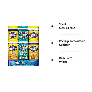 Clorox Company Disinfecting Wipes, 3-Pack, White (Units per case: 2)