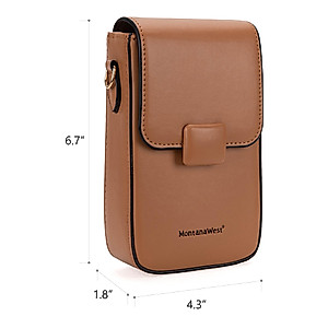 Montana West Cell Phone Purse Small Crossbody Bags for Women Cellphone Wallet with RFID Blocking Credit Card Slots MWC-204BR
