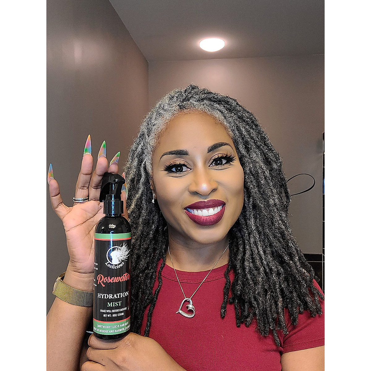 LOCLICIOUS Hydrating Rose Water for Hair Mist Loc Spray |Moisturizer for Healthy Hair Nourishes All Type of Locs Two strands Dreadlocks & Braids| Infused with Aloe, Oil, Rosewater & Glycerin Spray 8oz