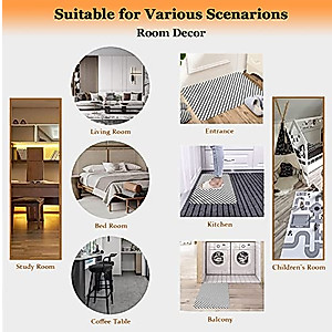 Retro Rainbow Large Area Rugs, Yellow Blue Stripes Runner Rugs, Non-Slip Floor Throw Mat, Rectangle Carpet for Living Room, Bedroom, Hallway Front Entrance, Kitchen, Dining, 3' x 4'