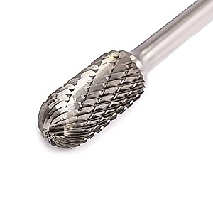 SC-5 Tungsten Carbide Burr Rotary File Cylindrical Shape with Radius End Double Cut with 1/4''Shank for Die Grinder Drill Bit