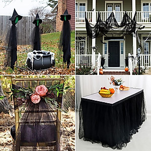 Black Tulle Fabric Rolls 6 Inch by 100 Yards (300 feet) Fabric Spool Tulle Ribbon for DIY Black Halloween Tutu Bow Baby Shower Birthday Party Wedding Decorations Christmas Craft Supplies