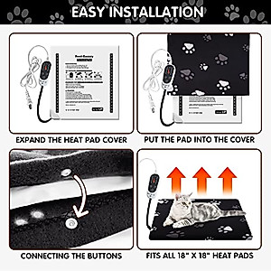 Rest-Eazzzy Pet Heating Pad Indoor, Dog Heating Pad Mat with Removable Cover, 5 Level Timer 5 Level Temperature, Electric Pet Warming Mat for Cat Dog Automatic Power-Off (Heat pad, paw-Black)