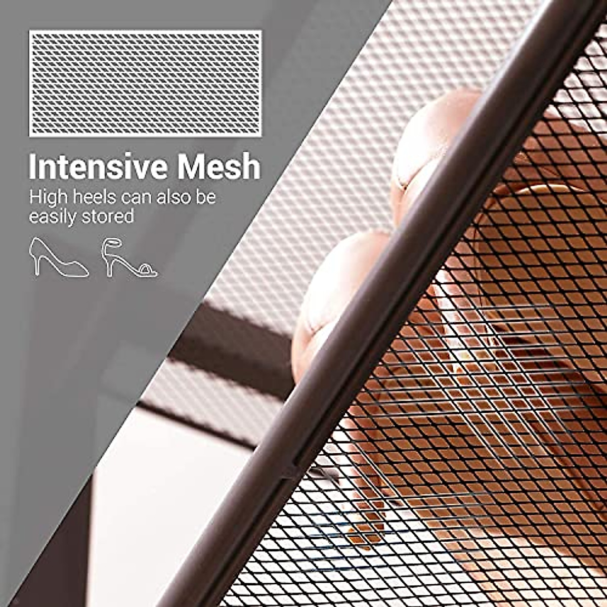 SONGMICS 6-Tier Shoe Rack Storage, Metal Shoe Organizer Stand for Garage, Entryway, Set of 2 3-Tier Stackable Shoe Rack Shelf, with Adjustable Flat or Angled Shelves, Holds 18-24 Pairs, Bronze