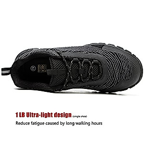 Hiking Shoes for Men Waterproof Lightweight Non Slip Comfortable Breathable Work Walking Trekking Trails Rain Outdoor Ankle Boots impermeable antideslizantes Zapatos de senderismo para Hombre Black
