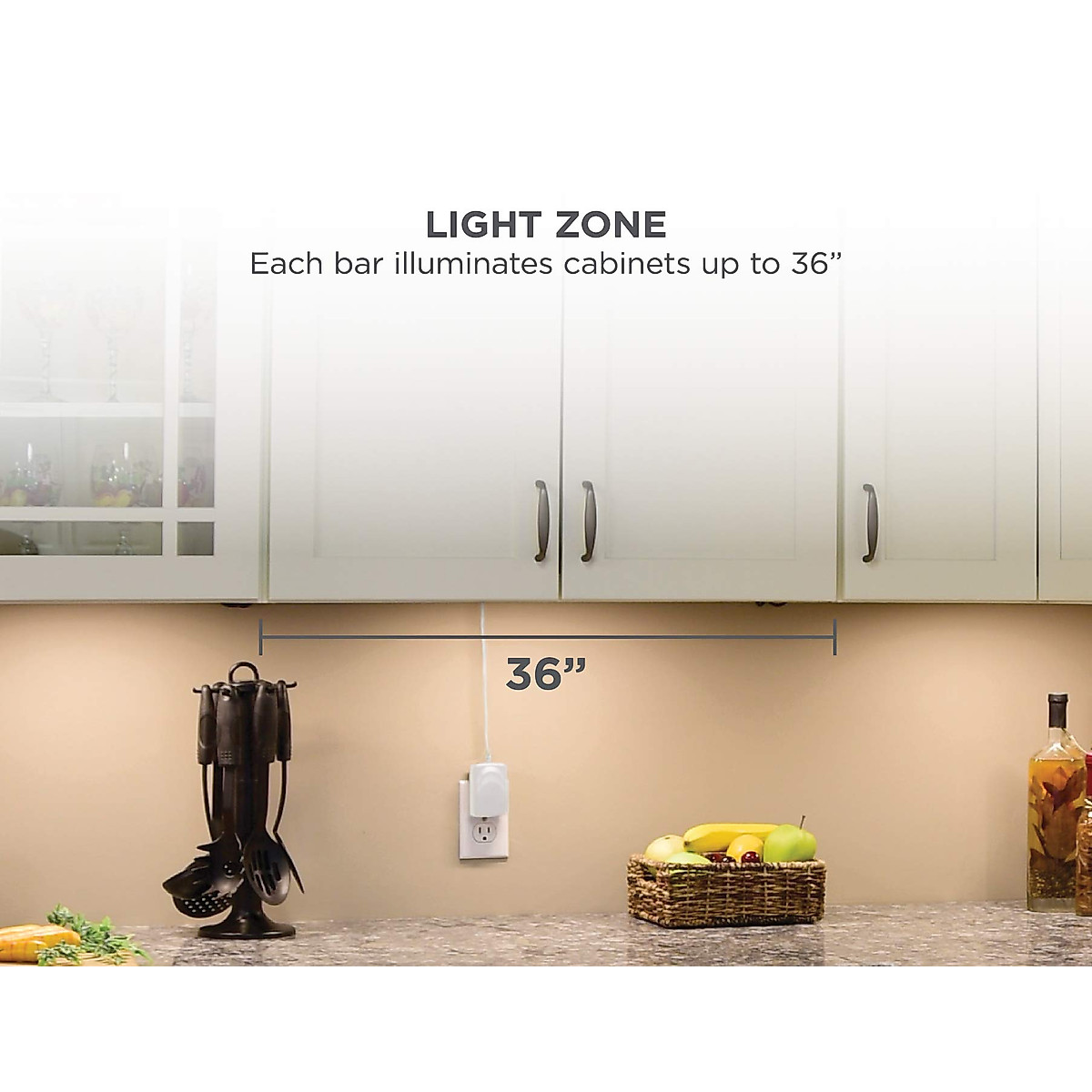 BLACK+DECKER Dimmable Under Cabinet Lighting with Motion Sensor, 24.6W, 1800 Lumens, White 2700K, 5-Bar Kit, 9", Warm
