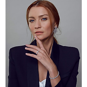 KIERA Rhodium Clad Sterling Silver 4mm Asscher Cut Cubic Zirconia Eternity Ring, Size 8