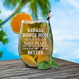 shop4ever Stepmom You May Not Have Given Me Life But You Certainly Made My Life Better Engraved Stemless Wine Glass Mother's Day Gift 15 oz.