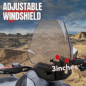 A & UTV PRO Dark Tinted Adventure Wider Windshield for Can Am Ryker All Models, Upgrade XXL Adjustable Vented Wind Windscreen Deflector Accessories, Replace OEM # 219401032