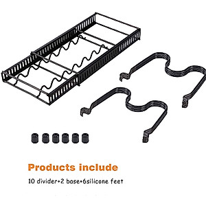 Pot and Pan Organizer Rack For Cabinet, Expandable Pot Organizer Rack - Pans Pots Lid Organizer For Kitchen Cabinet Pantry Bakeware Pot and Pan Rack Holder with 10 Adjustable Compartments