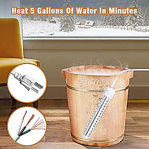 Soundfair Immersion Water Heater for Boiling Bathtub Water, Heavy Duty Submersible Bucket Water Heater with Metal Guard Cover to Heat 5 Gallons of Water in Minutes - U.S. Version