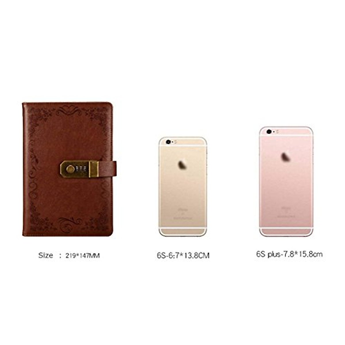 A5 PU Digital Password Notebook Leather Locking Journal Combination Lock Diary Retro Travel Lined Binder Notepad Hardcover Executive Notebooks Personal Organizer with Pen Loop 3 Card Slots 100 Sheet
