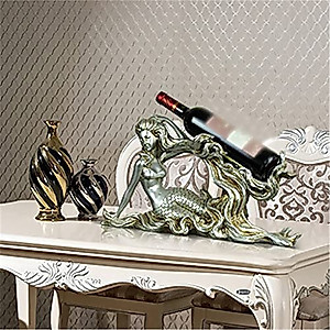 DOUBA Retro Mermaid Resin Shape Wine Rack European Resin Wine Rack Wine Cabinet Wine Rack Desktop Ornaments