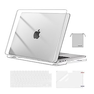 MOSISO Compatible with MacBook Air 15 inch Case M4 M3 M2 2025 2024 2023 Release A3241 A3114 A2941 with Touch ID, Plastic Hard Shell Case&Keyboard Cover&Screen Protector&Storage Bag, Crystal Clear