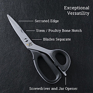 Shun Cutlery Kitchen Shears, Stainless Steel Cooking Scissors, Blades Separate for Easy Cleaning, Comfortable, Non-Slip Handle, Kitchen Shears Heavy Duty