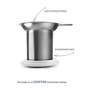 Sweese 20 OZ Porcelain Tea Mug with Infuser and Lid, Loose Leaf Tea Cup, Gifts for Tea Lover - White