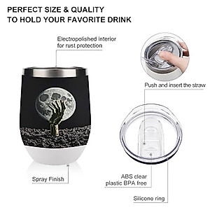 OPTKSNCU 304 Stainless Steel Insulated Cup with Lid, Zombie Earth Soil Full Moon Print Durable, And Easy to Clean – Ideal for Home, Office, And Gift Giving