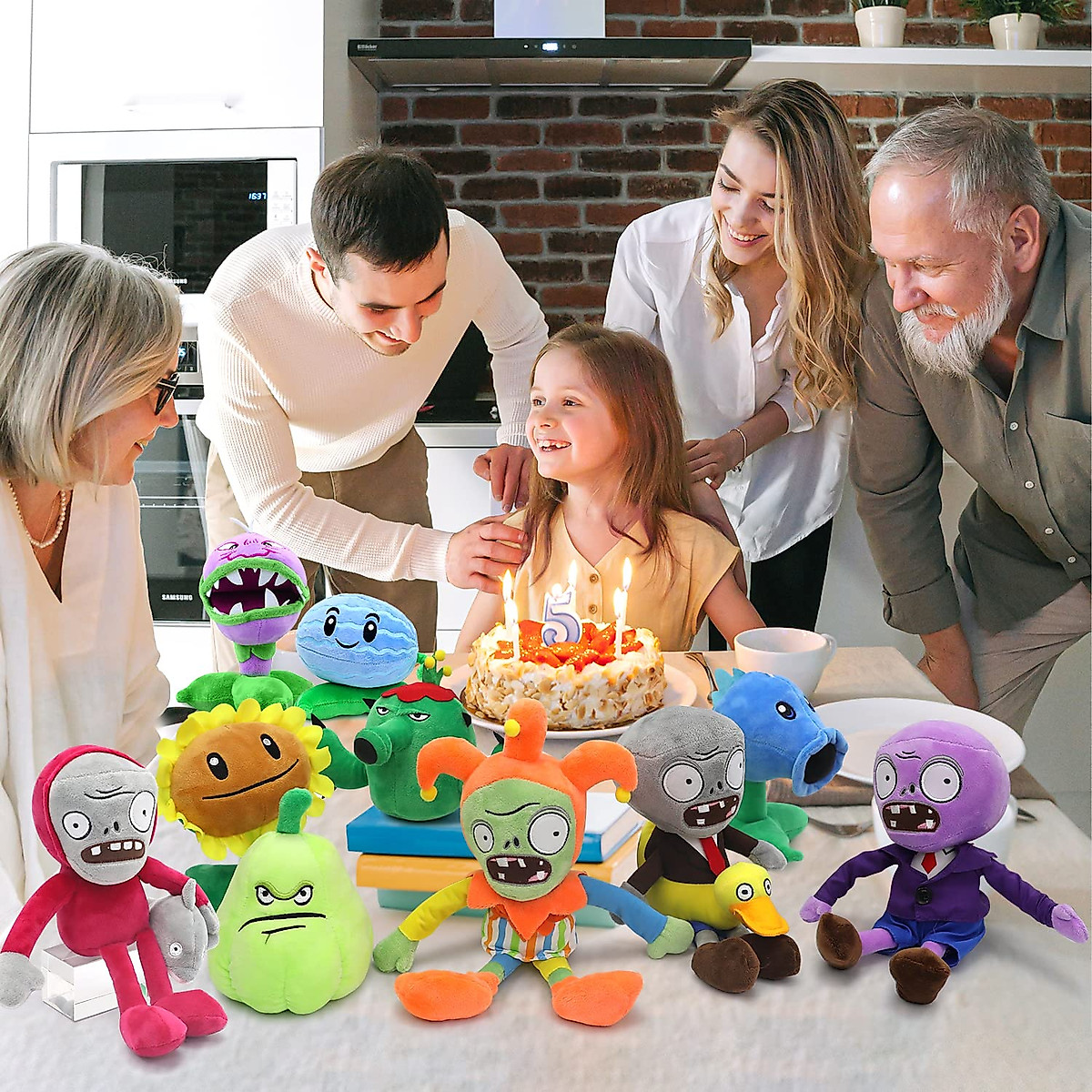 Maikerry 10 Pieces Plants Plush 1&2 PVZ Stuffed Figure vs Zombies Plushies Toy, Great Gifts for Kids Birthday,Halloween and Christmas