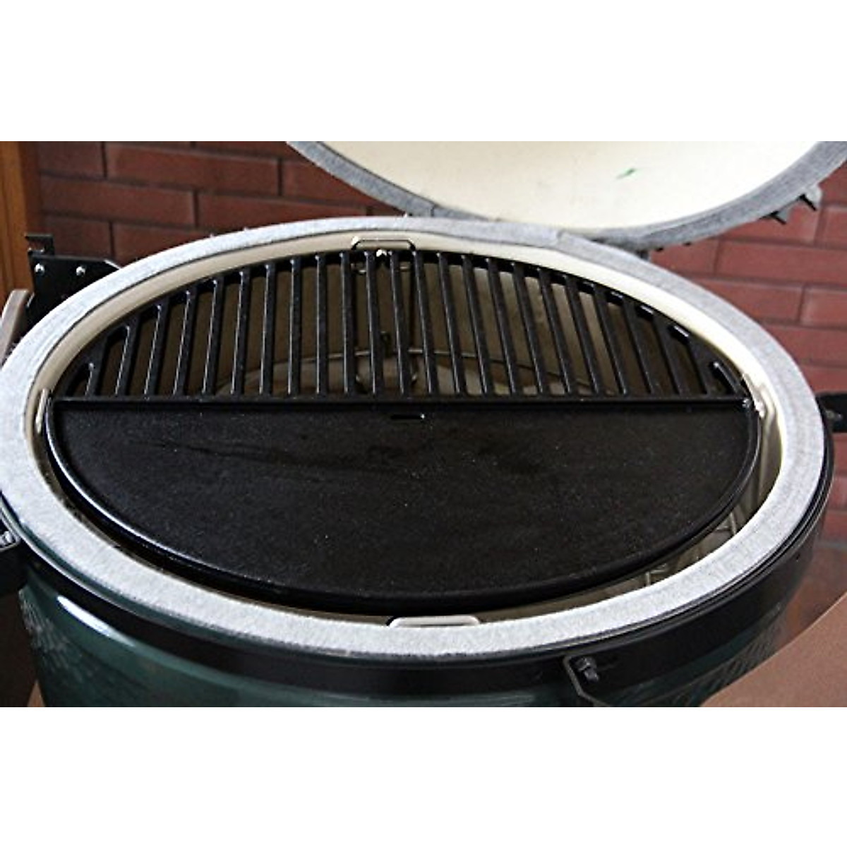 Dracarys 18 inch Cast Iron Griddle Reversible Half Moon Big Green Egg Accessories,Cast Iron Griddle for Large Big Green Egg & Kamado Joe (18 inch)