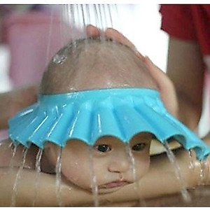 Elandy 3pcs Soft Adjustable Shampoo Bath Bathing Shower Cap Hat Wash Hair Sheet Hat for Baby Kids Children Color Random
