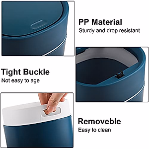 Lawei 2 Pack Mini Trash Can with Lid, 2 Liter/0.5 Gallon Countertop Trash Can Wastebasket Desktop Garbage Can for Bathroom Vanity, Desktop, Kitchen, Tabletopand Office