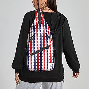 NiuKom American Flag US Stars Stripes Sling Backpack Crossbody Chest Bag Crossbody Shoulder Bag Gym Cycling Travel Hiking Daypack For Women Men