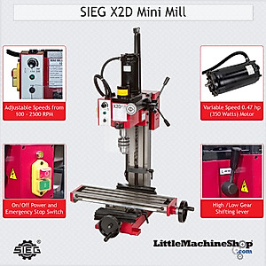 SIEG Mini Mill X2D - 350 Watt Variable Speed include R8 Spindle Taper, LittleMachineShop.com
