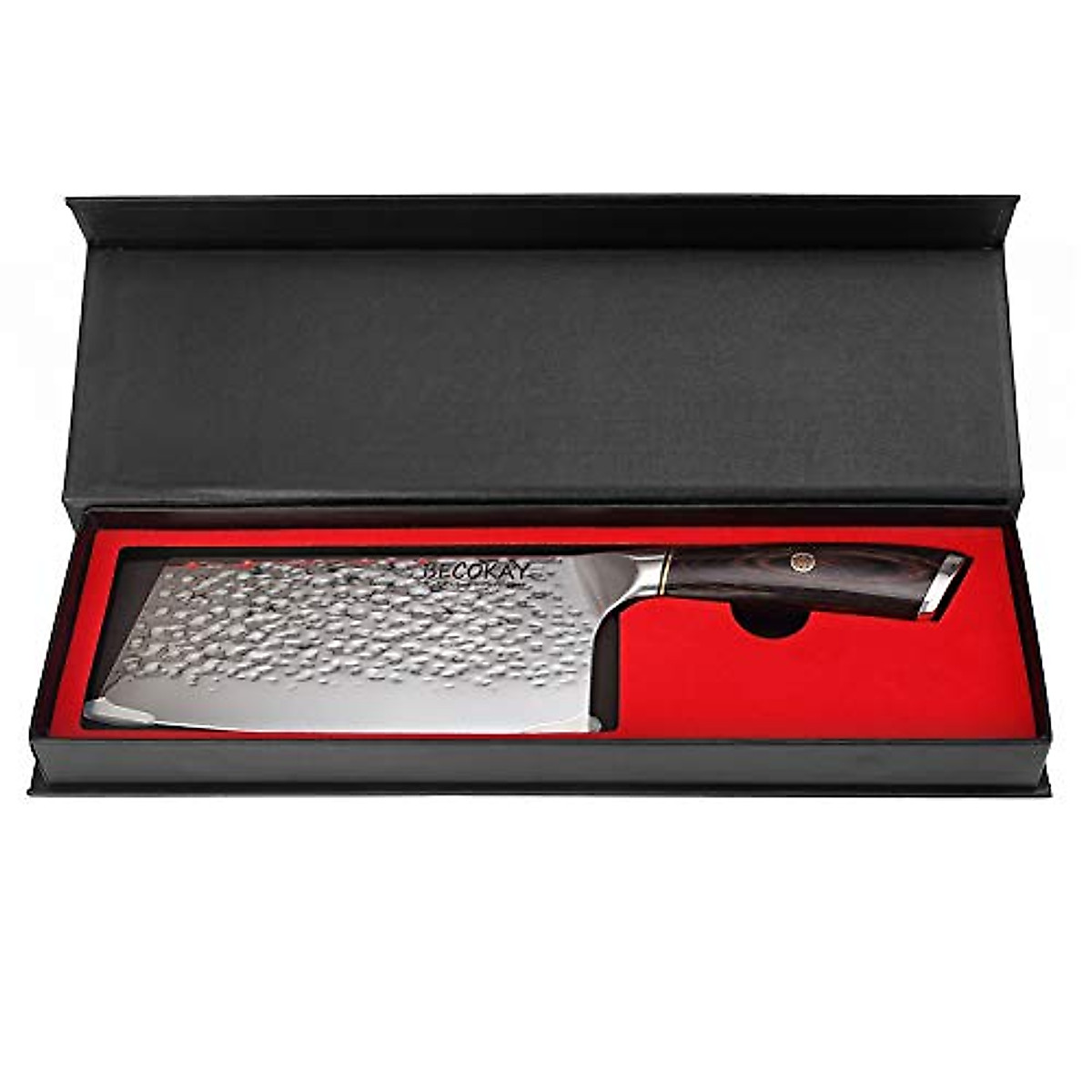 BECOKAY Cleaver Knife - 7 Inch Meat Cleaver, German High Carbon Stainless Steel Butcher Knife with Ergonomic Handle for Home Kitchen and Restaurant, Ultra Sharp Chopper Knife