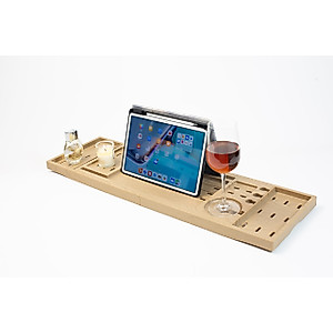 Semperviren Bathtub Tray, Retractable Bathtub Rack for Bathtub, Sturdy and Waterproof Home Spa, Favored Gift by Lady Teak Color