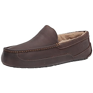 UGG Men's Ascot Slipper, Tan Leather, 10