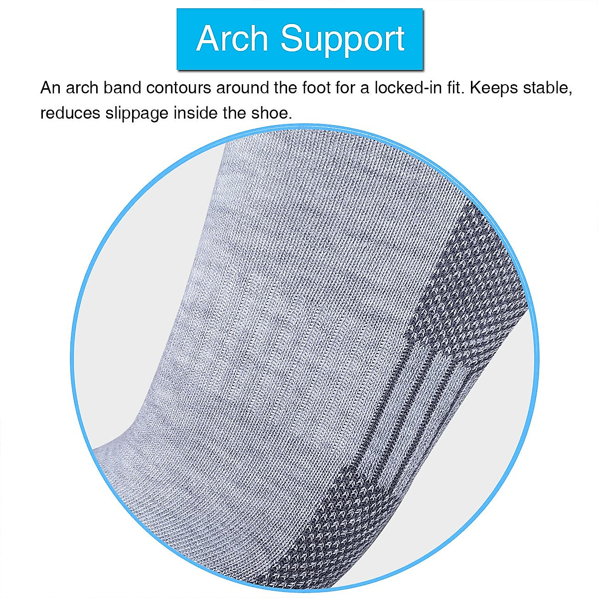 APTYID Men's Moisture Wicking Cushioned Crew Work Boot Socks, Size 9-12, Grey, 6 Pairs