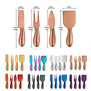 Meisha 4 Pieces Cheese Knives Set, Premium Stainless Steel Cheese Slicer Cheese Cutter Perfect for Parties Wedding Christmas Birthday - Rainbow