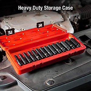 Sunex 1831, 1/4 Inch Drive Deep Magnetic Impact Socket Set, 14-Piece, Metric, 4mm - 15mm, Cr-Mo Alloy Steel, Heavy Duty Storage Case, Meets ANSI Standards