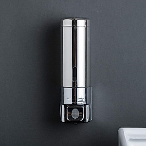 Adhesive Soap Dispenser 300ML Drill Free with Adhesive or Wall Mount with Screws,Manual Dispenser Shampoo Shower for Kitchen Bathrooms,Stainless Steel
