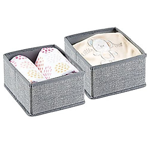 mDesign Soft Fabric Dresser Drawer and Closet Storage Organizer Set for Child/Baby Room or Nursery - Large Set of 5 Organizers, Textured Print - Gray