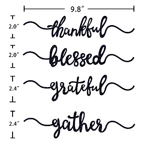 Aukolass 8 Pcs Thanksgiving Plate Cards, Thanksgiving Table Decorations Grateful Thankful Blessed Gather Place Card Plate Decors for Home Party (Black)