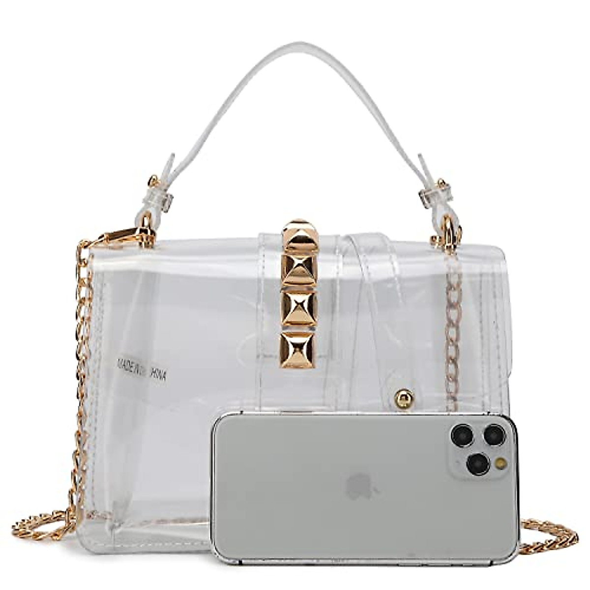 lola mae Clear Purse Crossbody Handbag For Women See Through Jelly Transparent Satchel Shoulder Bag for Concert Sport Event (LM6562)