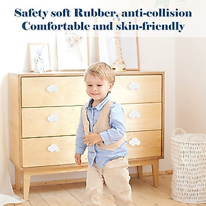 VIDELLY 8 Pieces Soft Rubber Knobs, Cartoon Cabinet Door Knobs Kids Dresser Knobs Handle for Children Room Drawer Closet, White