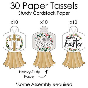Big Dot of Happiness Religious Easter - 90 Chain Links and 30 Paper Tassels Decoration Kit - Christian Holiday Party Paper Chains Garland - 21 feet