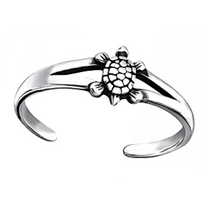 SAE99 .925 Sterling-Silver Toe Ring (Adjustable) (Turtle)