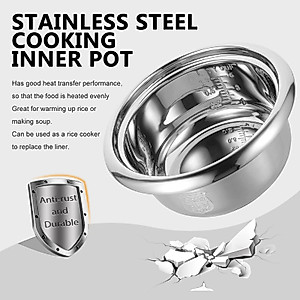 Gadpiparty Rice cooker liner electric cooker insert power cooker insert liner rice cooker accessories stainless rice cooker electric cooker supplies pots and pans indoor Stainless steel