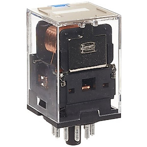 Omron MKS2PI AC120 General Purpose Relay with Mechandical Indicator and Lockable Test Button, Basic Model Type, Plug-In Terminal, Standard Internal Connections, Double Pole Double Throw Contacts, 22.2 mA at 50 Hz and 19.3 mA at 60 Hz Rated Load Current, 1