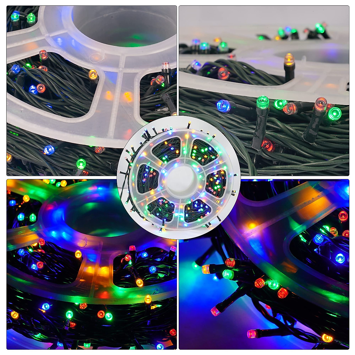 FUNPENY 164FT 500 LED Christmas Indoor Outdoor Decorative String Lights, 8 Modes Waterproof Green Wire LED Fairy Light for Xmas Party Wedding Garden Home Decoration (Multi-Colored)