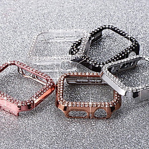 Surace 40mm Case Compatible with Apple Watch Case, Bling Frame Protective Case Screen Protector Replacement for Apple Watch Series 6/5/4 40mm, Rose Gold/Pink/Black/Silver/Clear